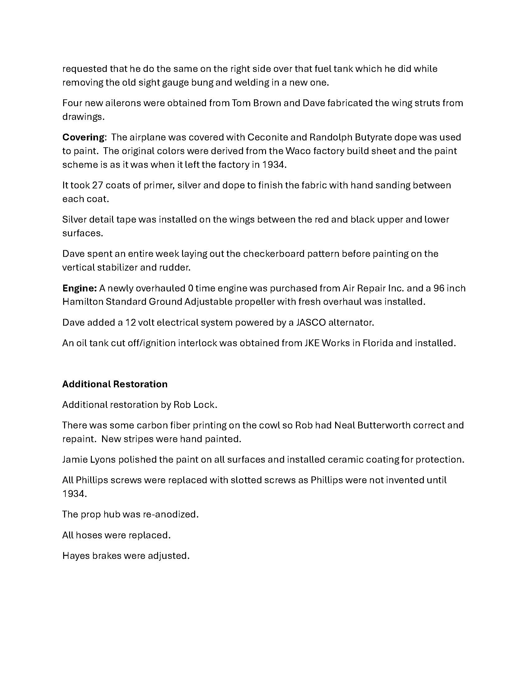 Waco UMF 3 Restoration Items – The Caldwell Collection